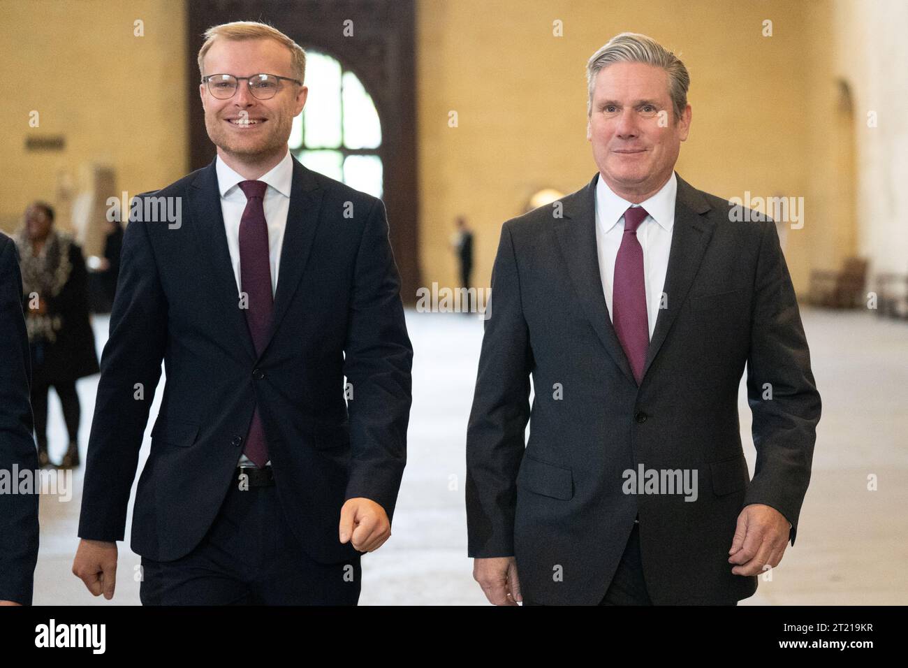 Labour leader Sir Keir Starmer (right) welcomes Michael Shanks, the ...