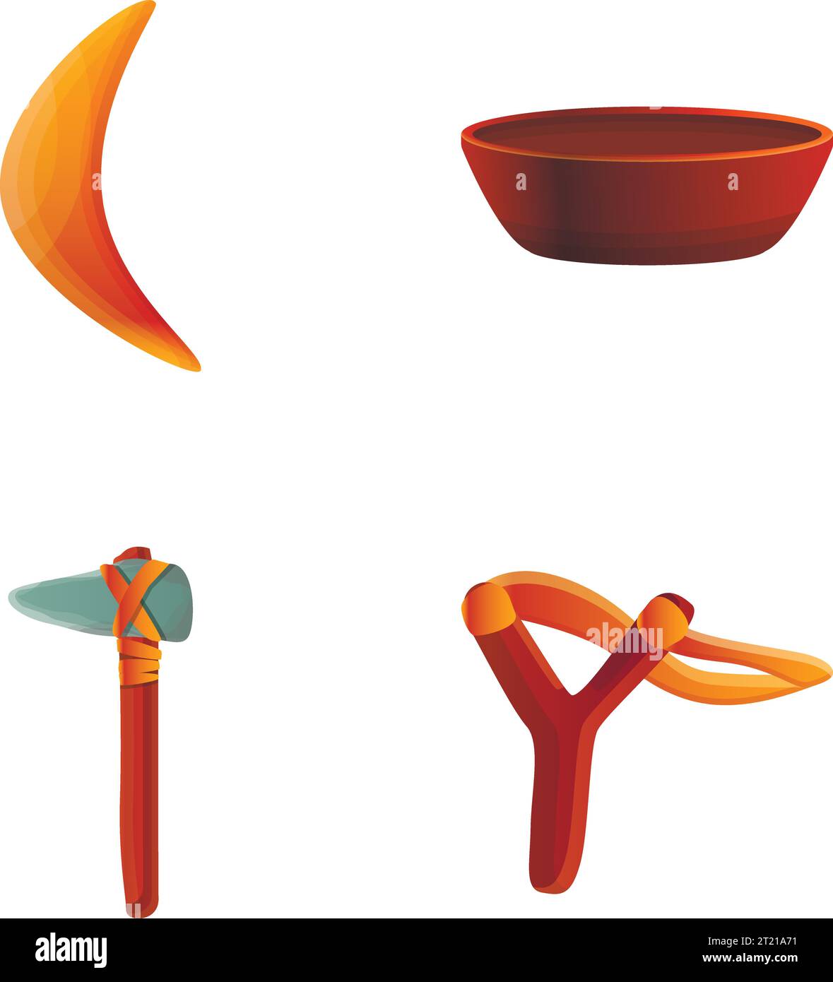 Primitive weapon icons set cartoon vector. Stone age tool and weapon ...