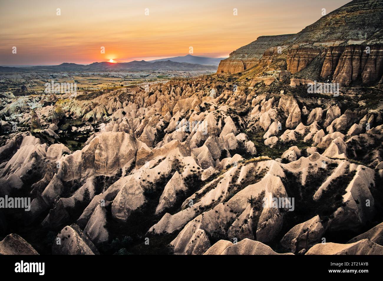 Sunset view in Cappadocia valley landscape. Turkey Stock Photo - Alamy