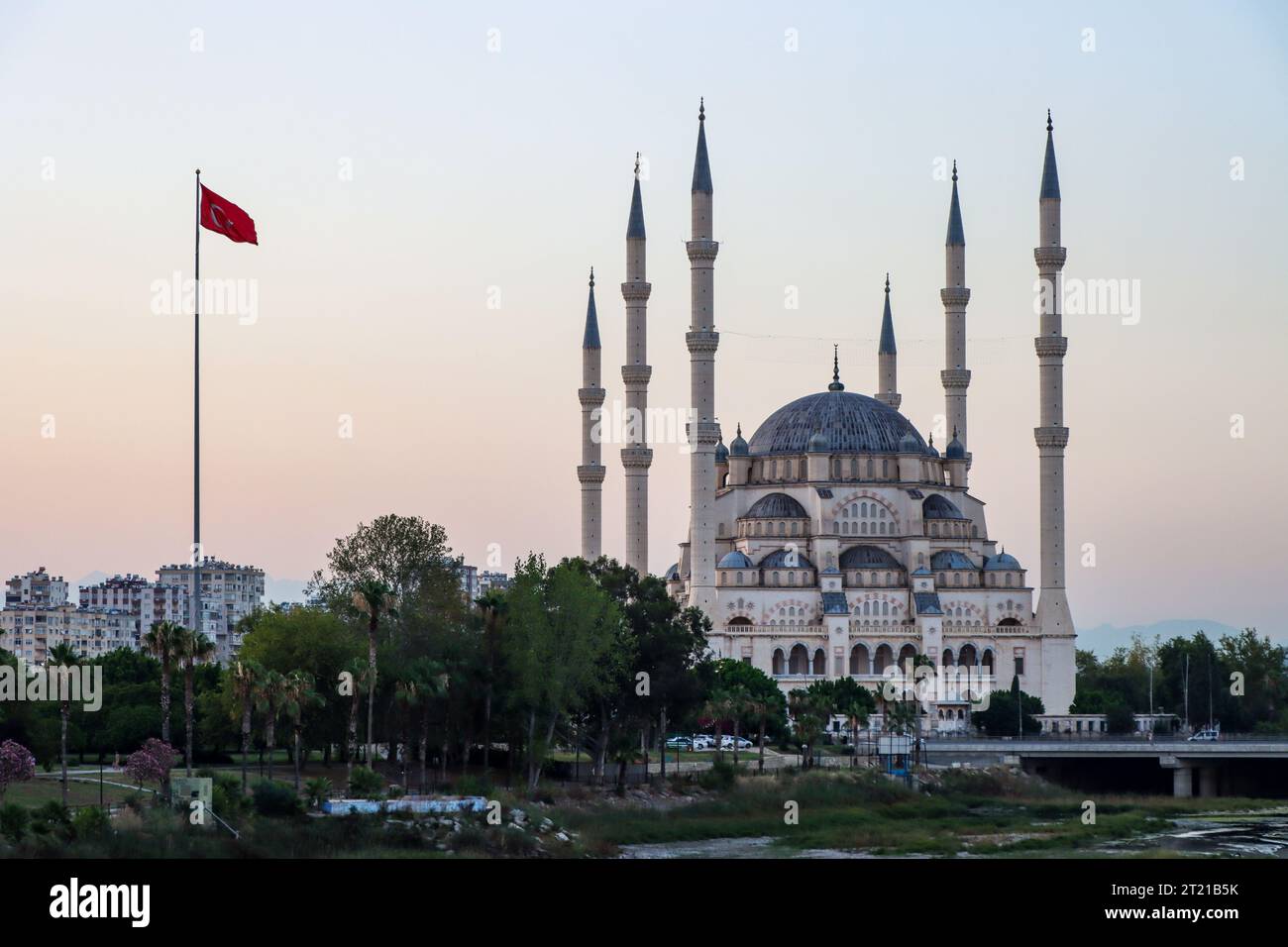 Adana Turkey - July 12 2023: Sabancı Central Mosque, which was put into ...