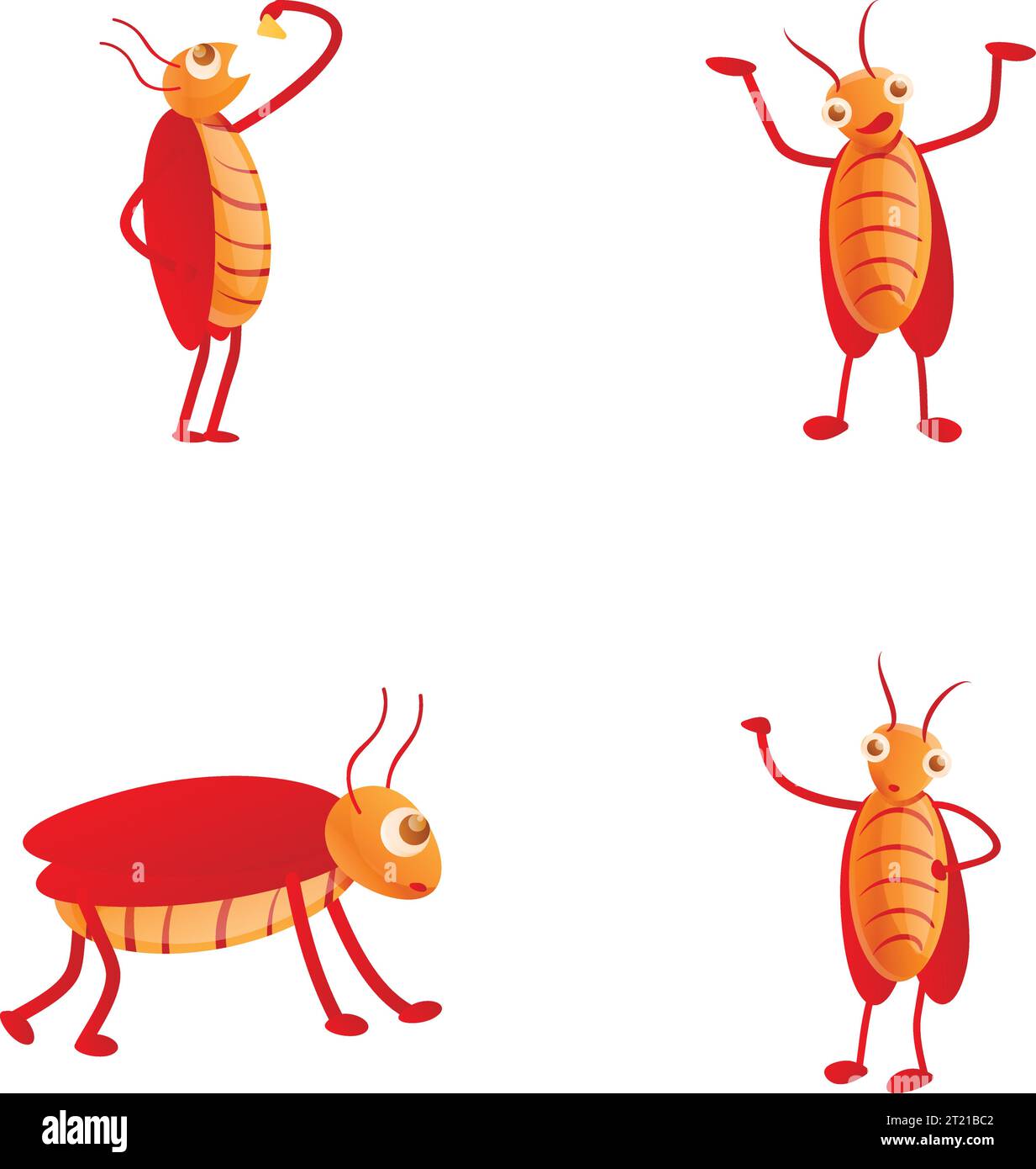 Cheerful cockroach icons set cartoon vector. Various brown cockroach ...