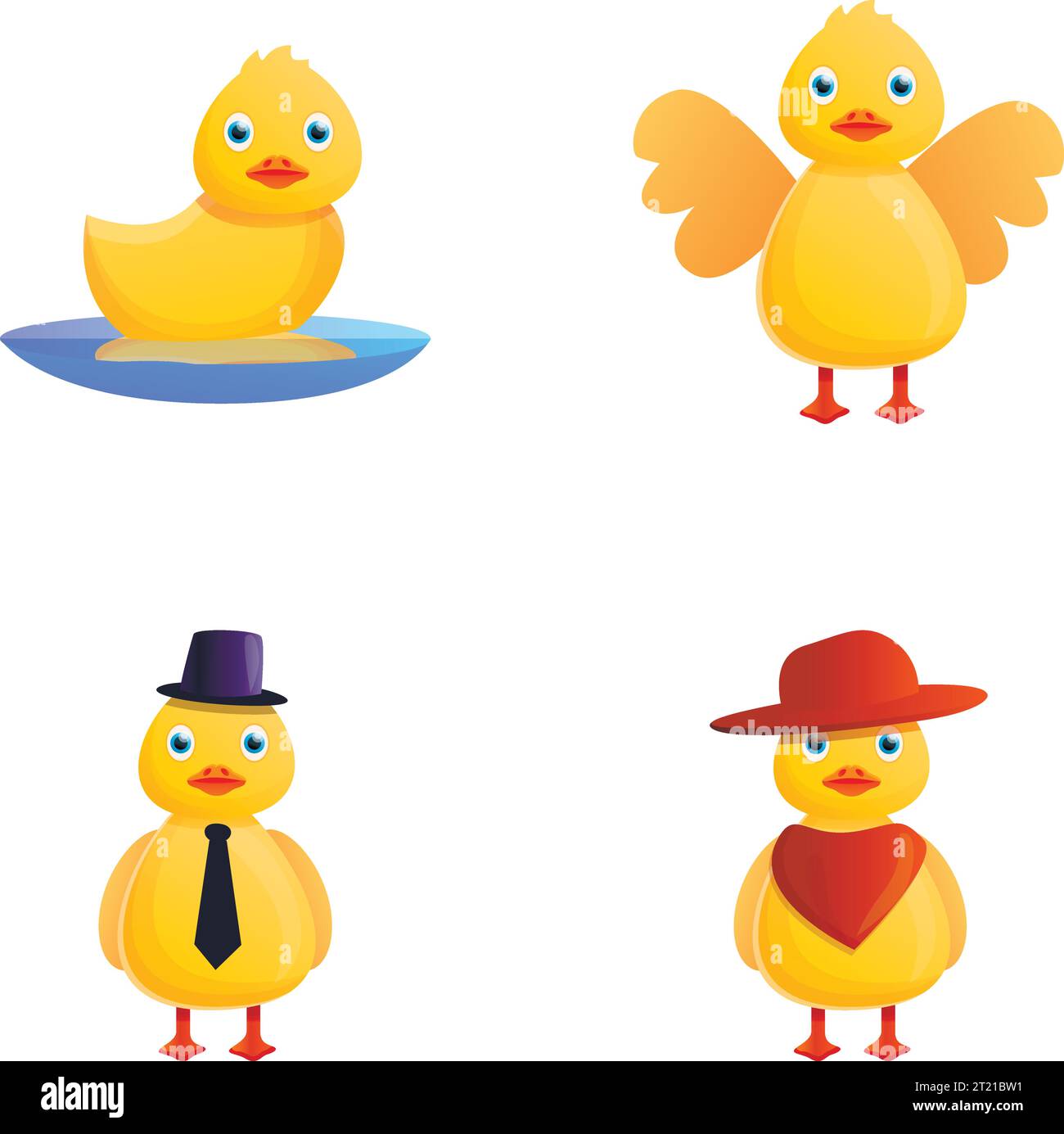 Duckling icons set cartoon vector. Funny little duck. Cartoon character ...