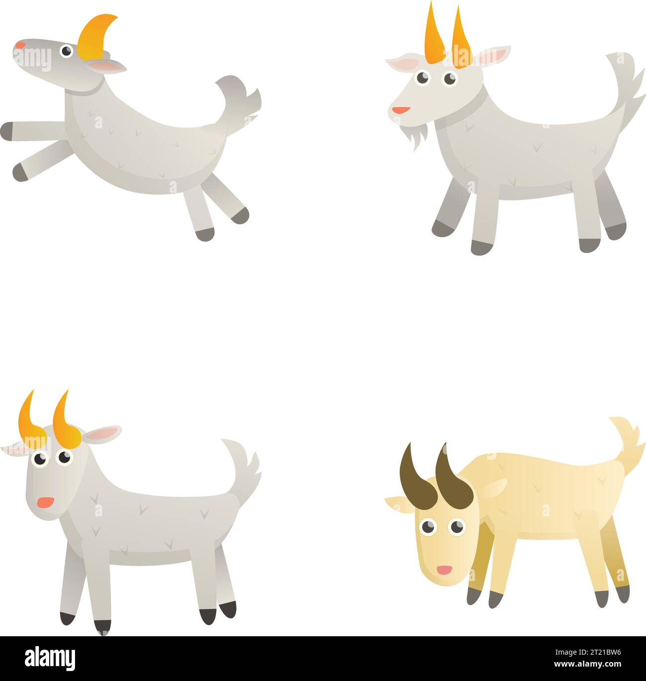 Cheerful goat icons set cartoon vector. Funny little goat. Cartoon ...