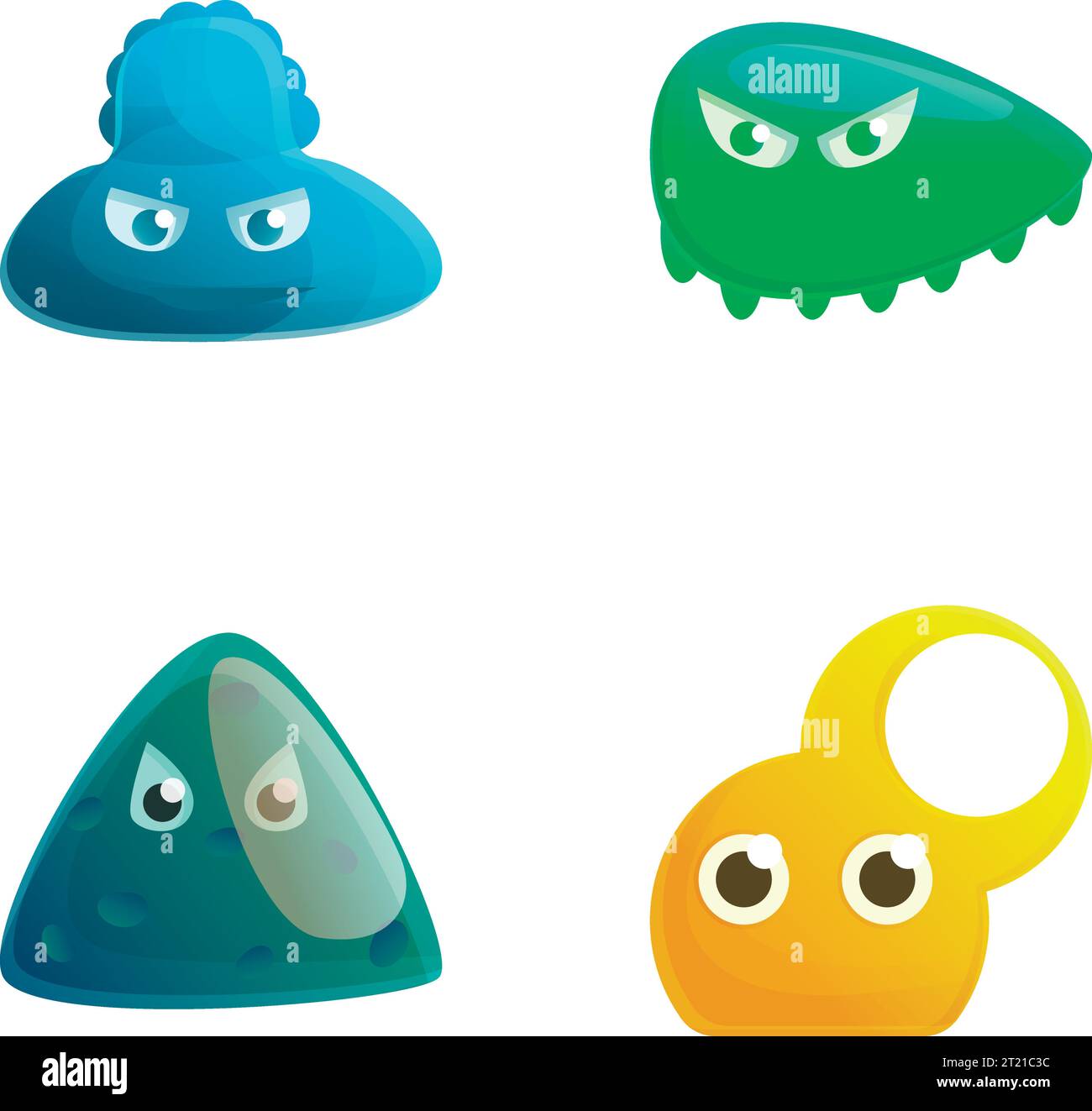 Funny bacteria icons set cartoon vector. Different colorful bacteria ...