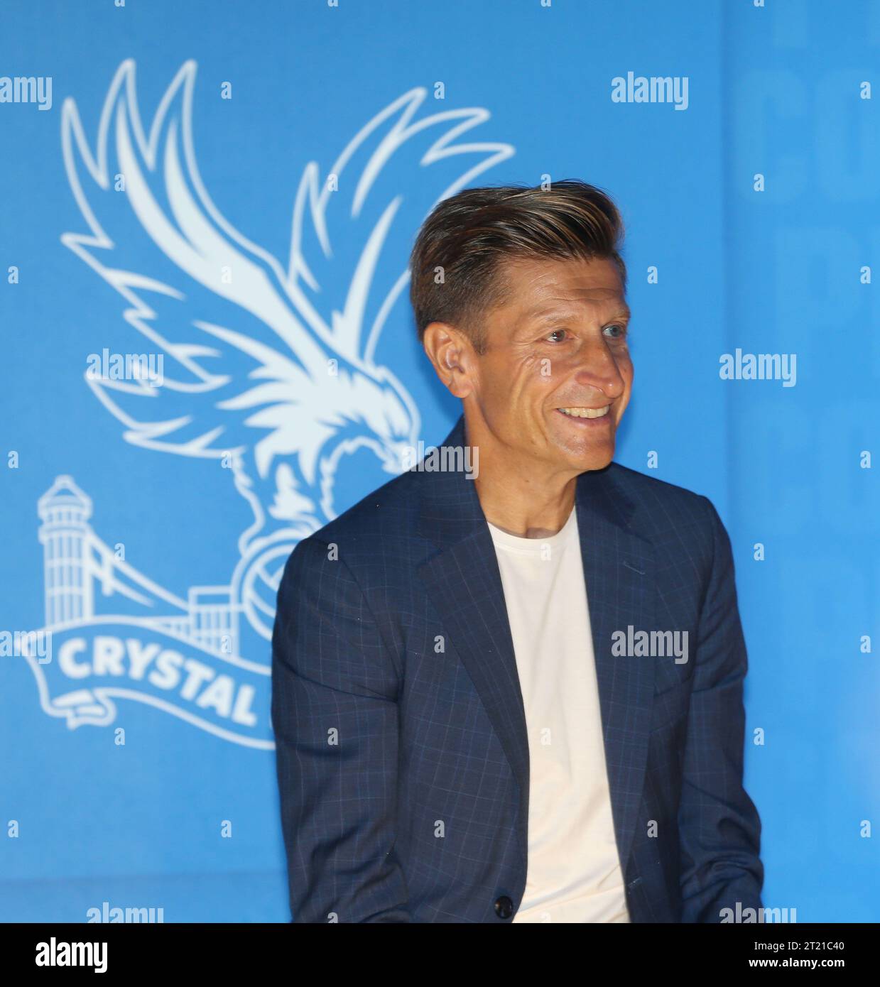 Crystal Palace Chairman Steve Parish talks to the Crystal Palace fans ...