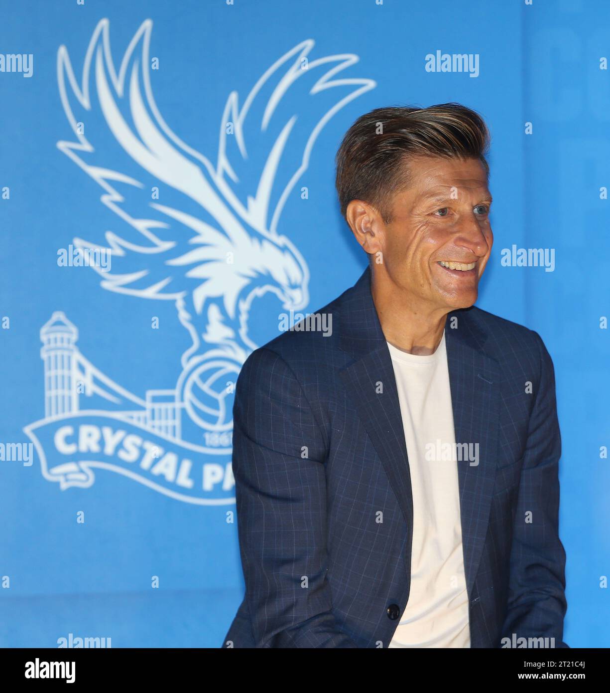 Crystal Palace Chairman Steve Parish talks to the Crystal Palace fans ...