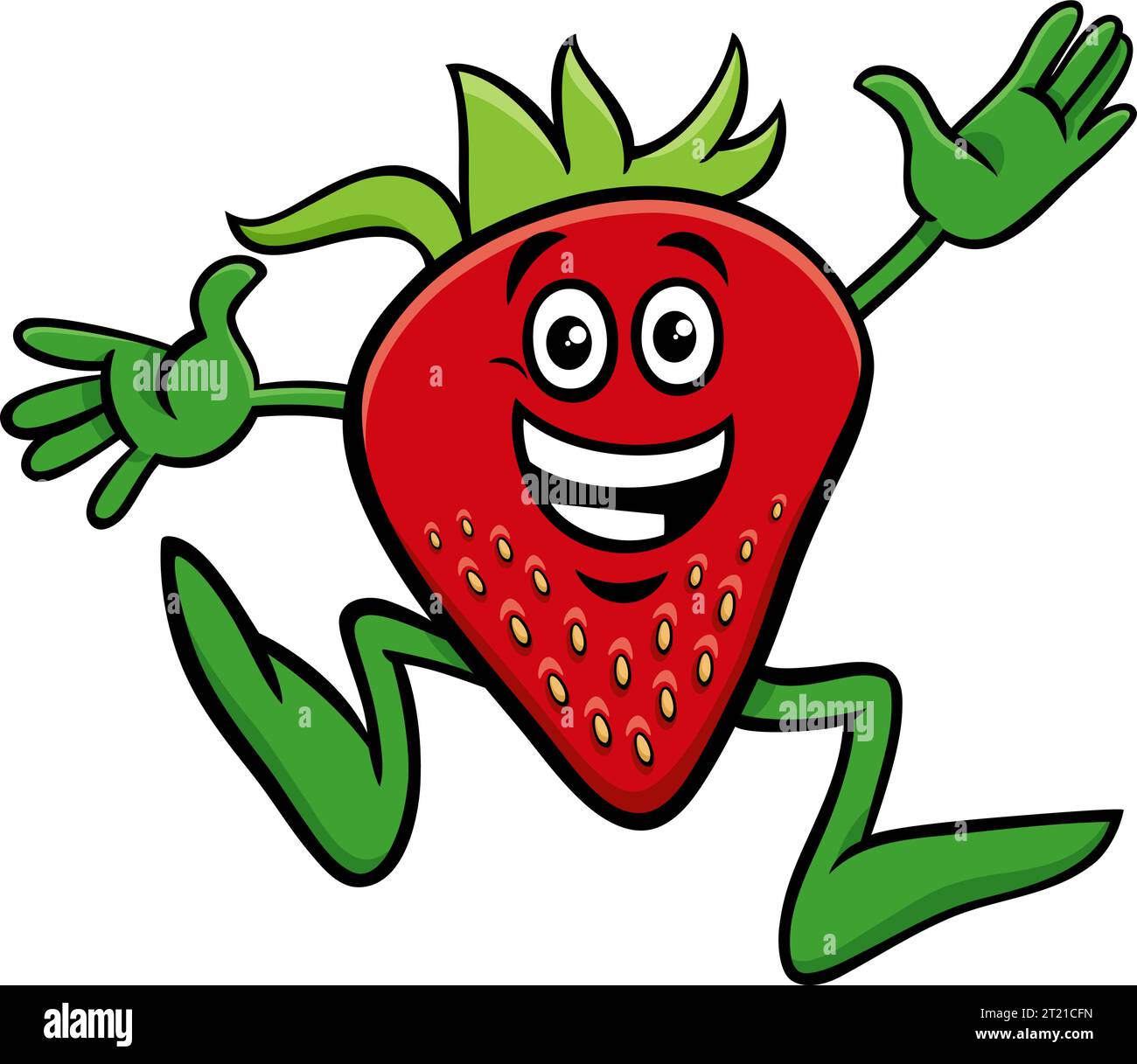 Cartoon illustration of happy strawberry fruit comic character Stock ...