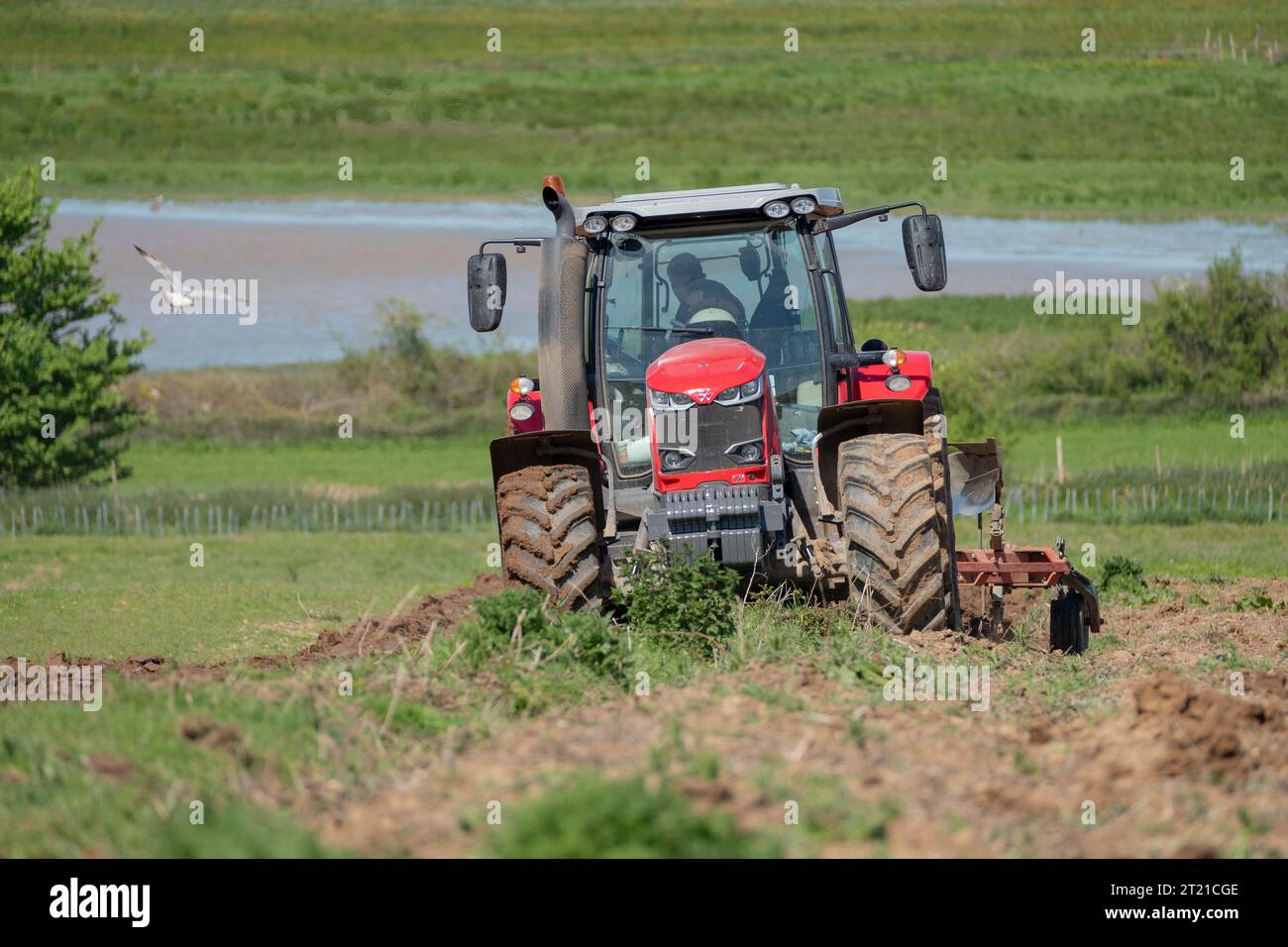 Massey Ferguson 7716 tractor ploughing a field Stock Photo - Alamy