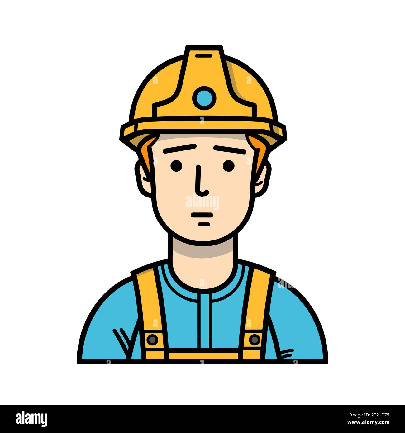 Builder icon. Construction worker icon isolated. Cartoon icon of engineer in flat design. Vector ...
