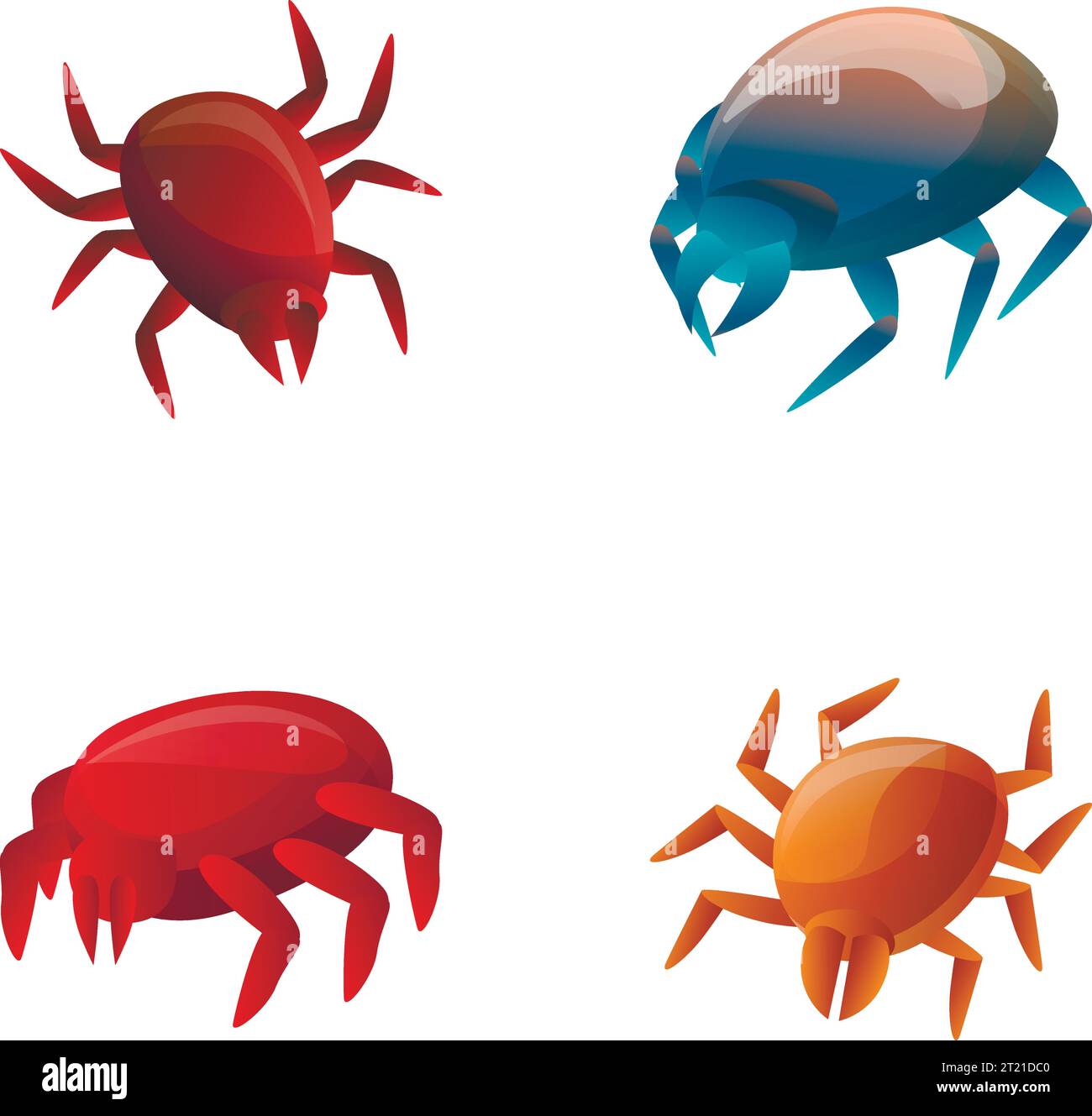 Mite icons set cartoon vector. Various type of mite. Blood sucking ...