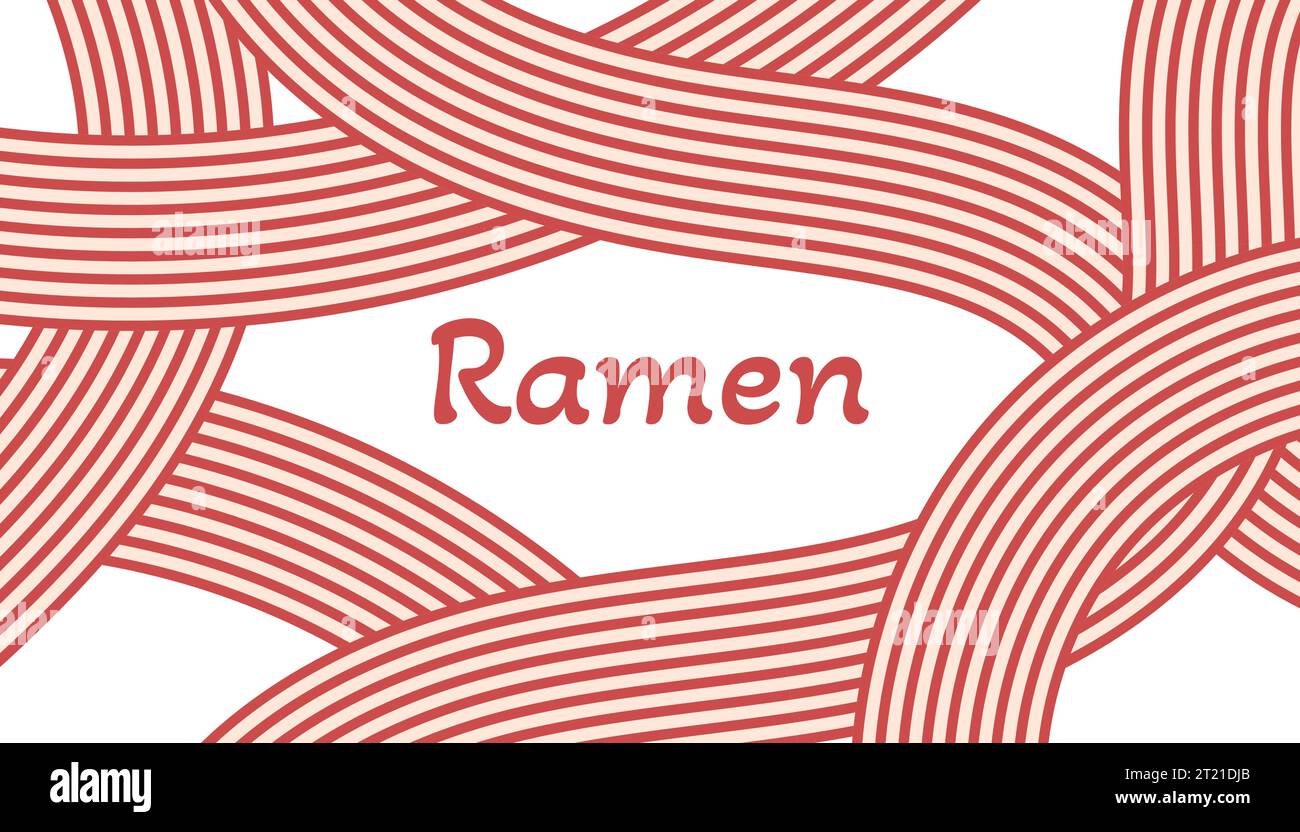 Hand drawn Asian noodle ramen background. Red bold color Japanese ...