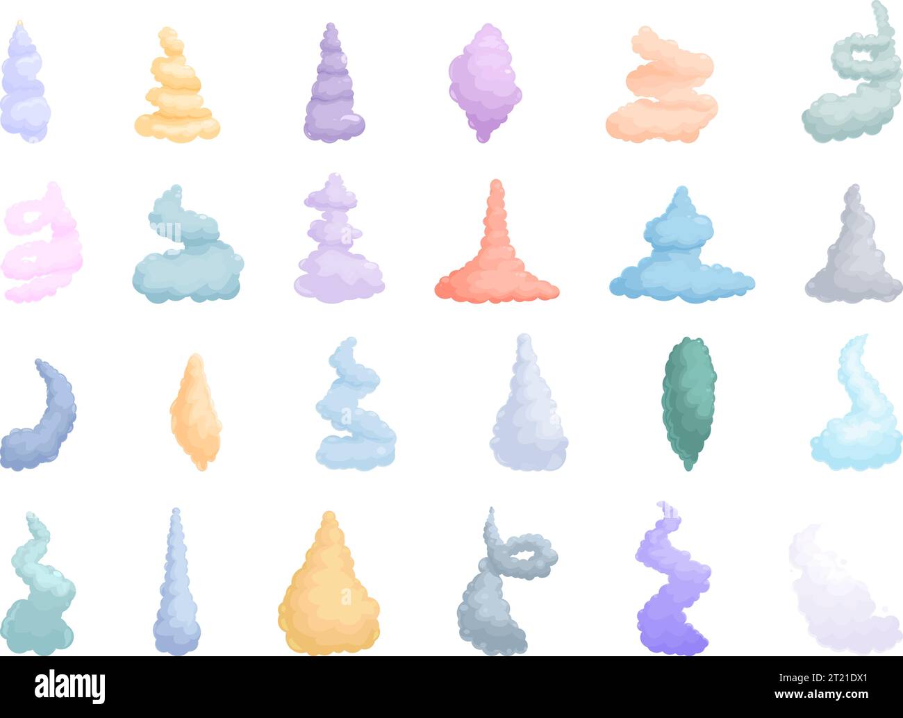 Missile trail icons set cartoon vector. Motion effect. Steam dust game ...