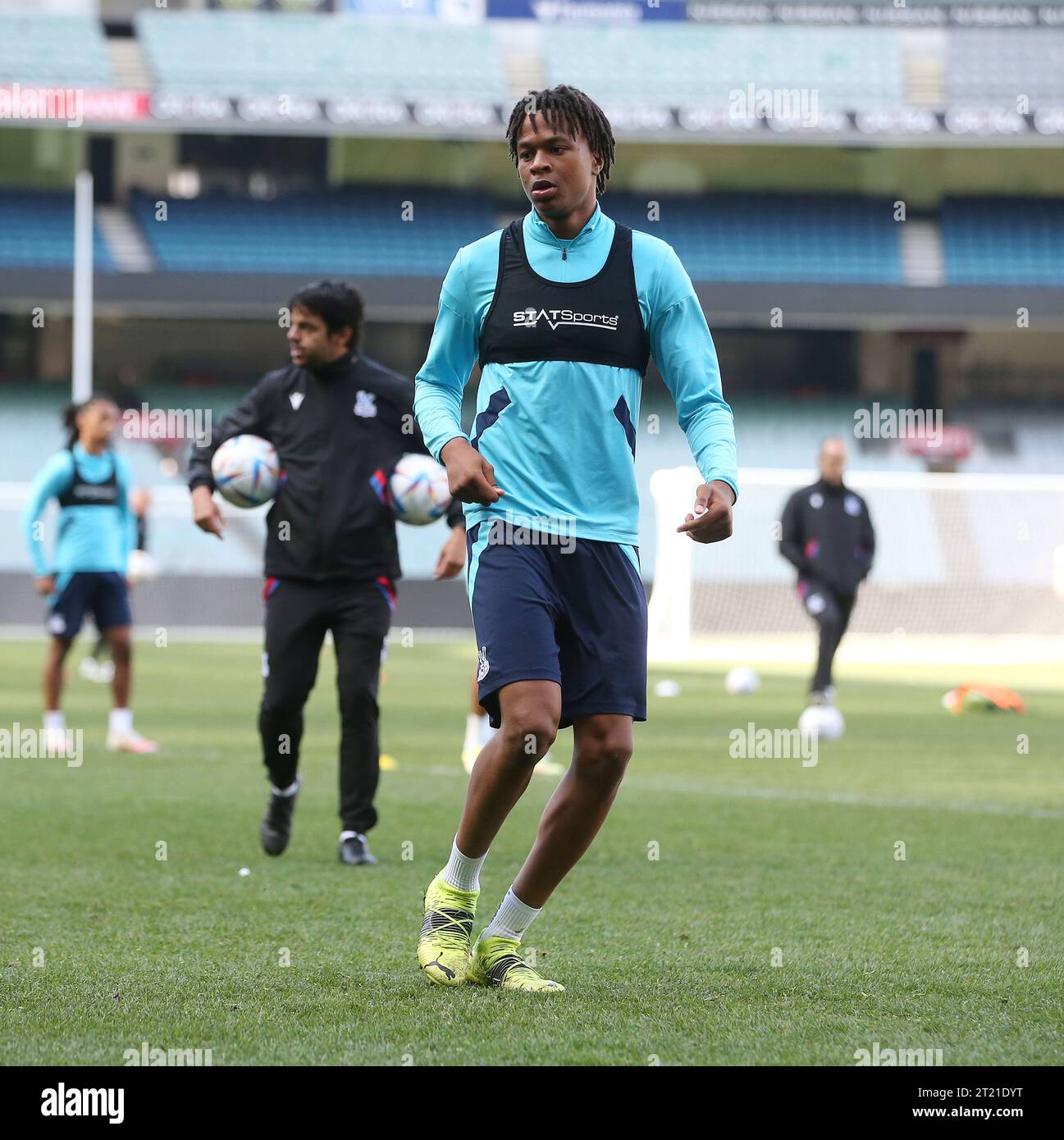 Ademola Ola-Adebomi of Crystal Palace warm up during the Pre match ...