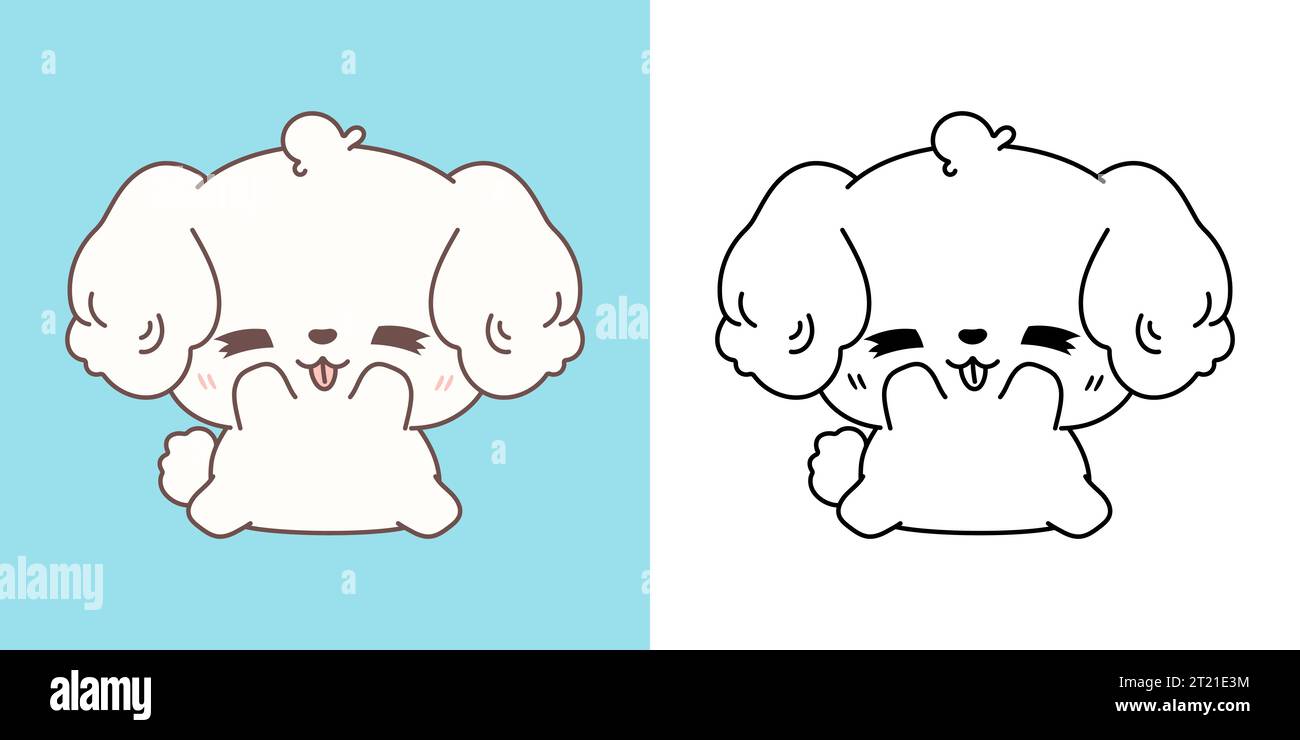 Vector Bichon Frise Dog Multicolored and Black and White. Beautiful ...