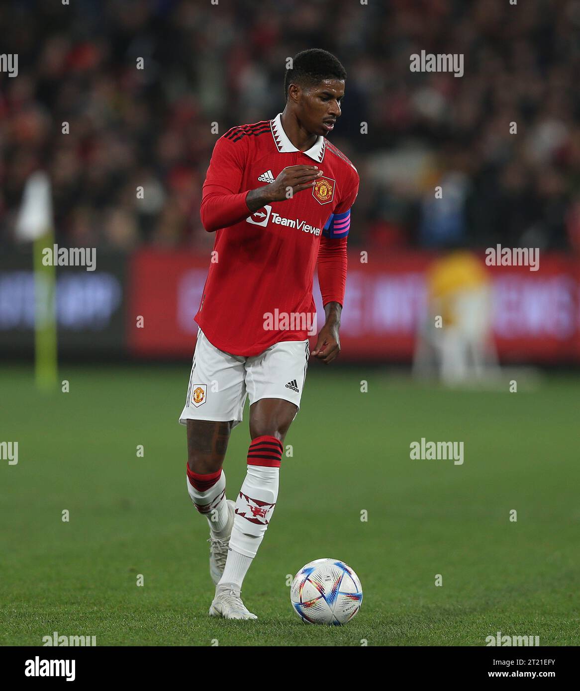 Marcus Rashford of Manchester United on the ball against Melbourne ...