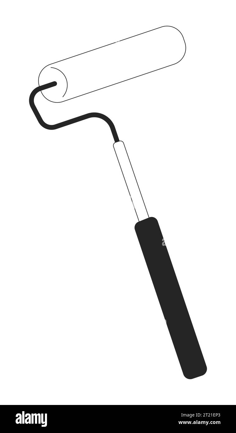 Restoration paint roller black and white 2D line cartoon object Stock ...