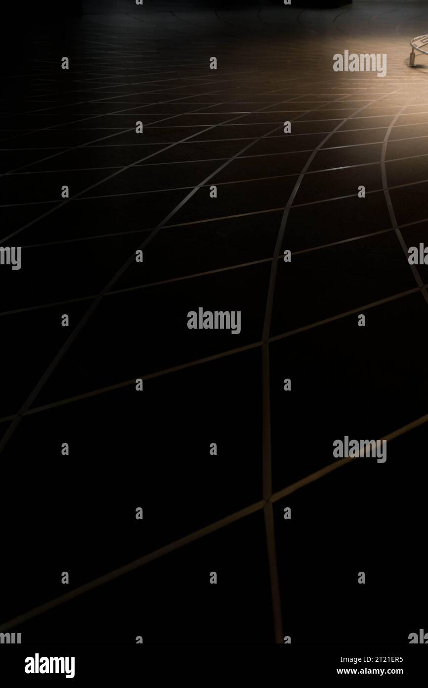 Dark Abstract Grid Floor with Spotlight Stock Photo - Alamy