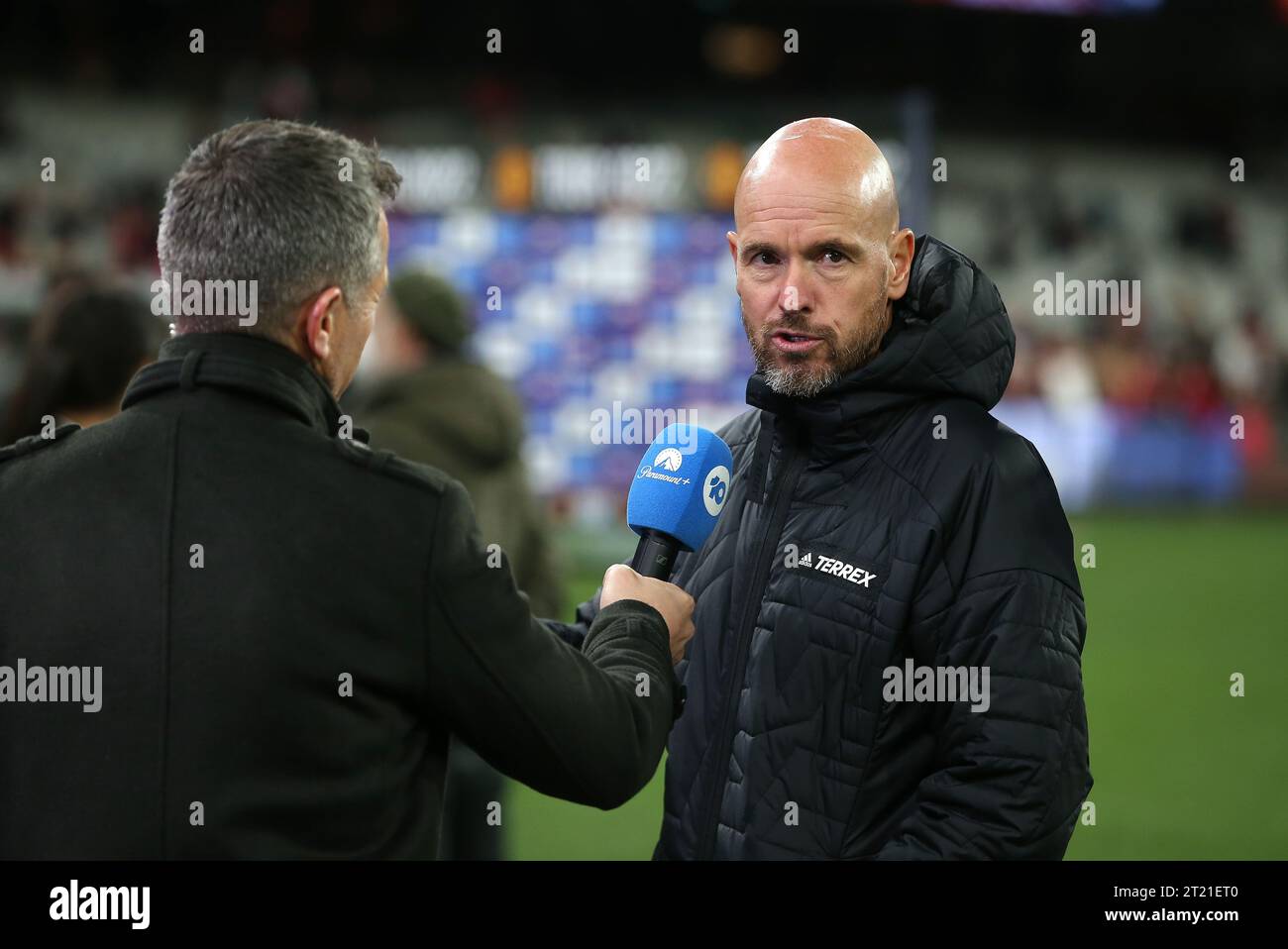 Erik ten Hag manager of Manchester United talks to Paramount + tv ...