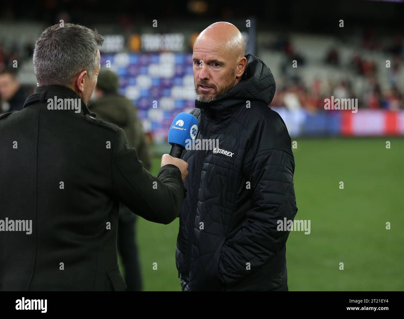 Erik ten Hag manager of Manchester United talks to Paramount + tv ...