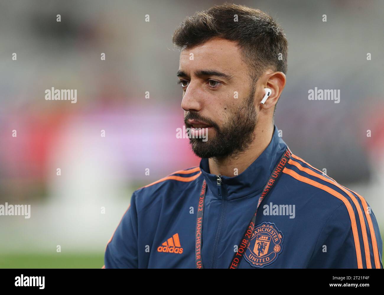 Amad, Bruno Fernandes of Manchester United on the pre match pitch walk ...