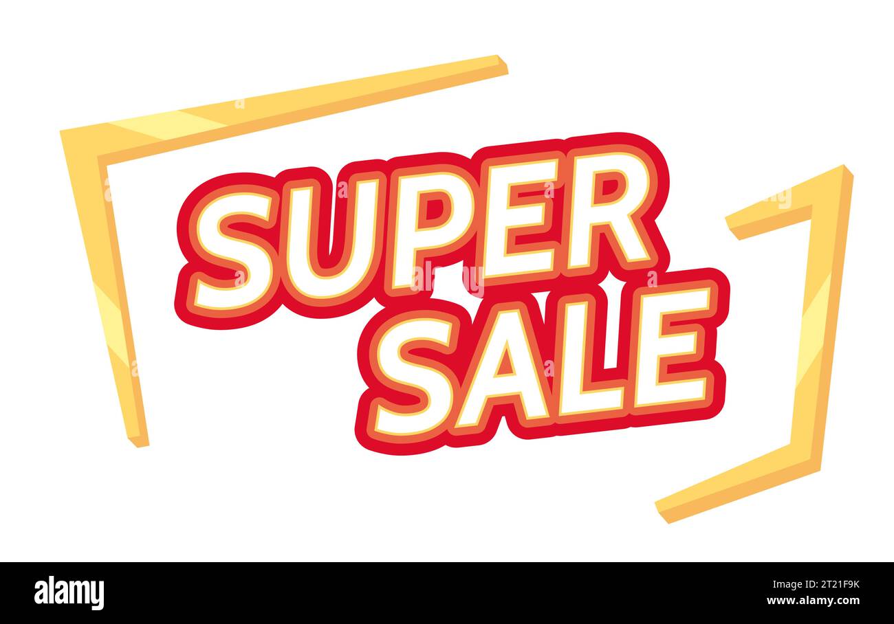 Golden framed super sale 2D cartoon phrase Stock Vector Image & Art - Alamy