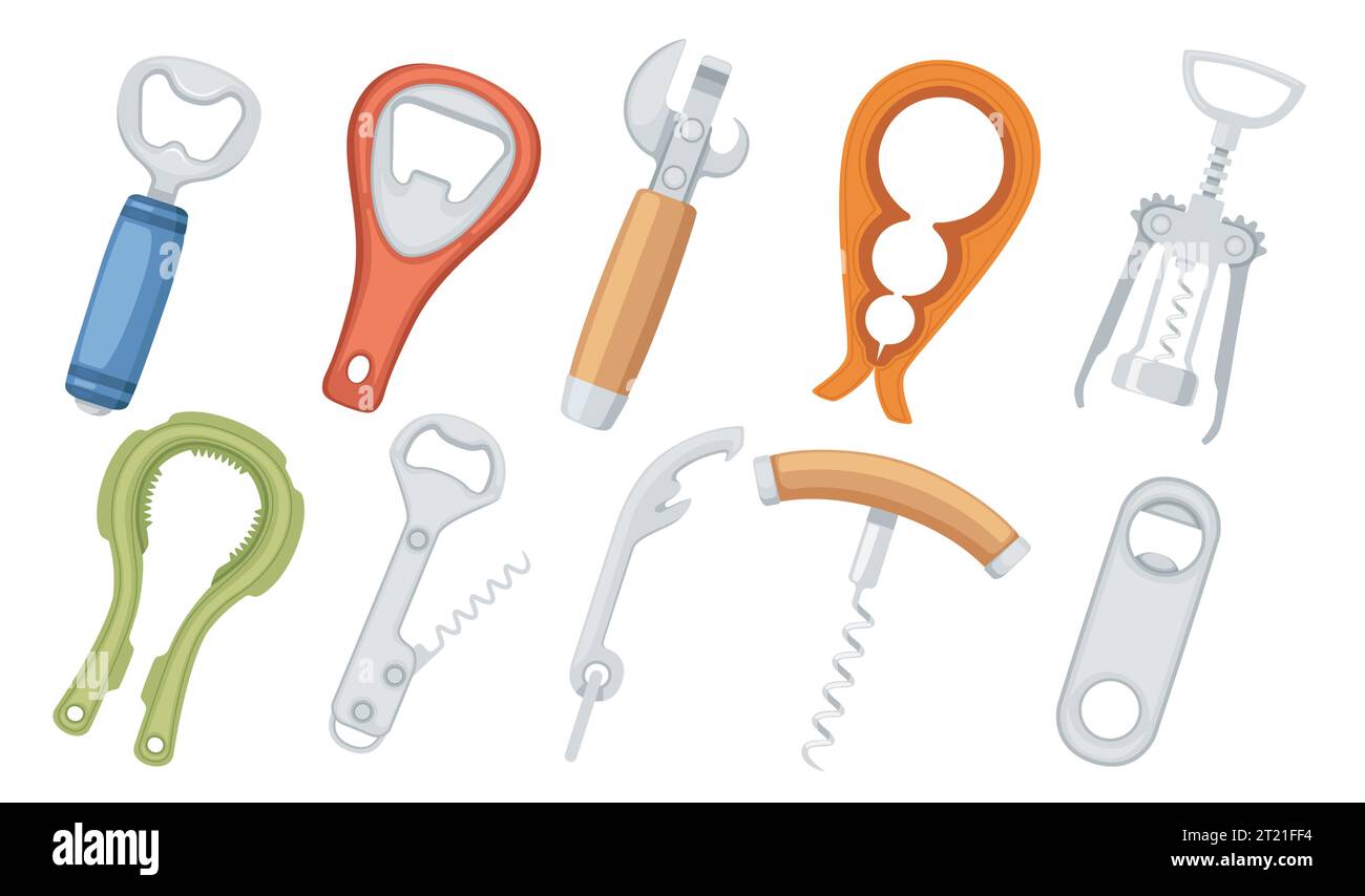 Set of bottle opener for beer wine or jar vector illustration isolated ...