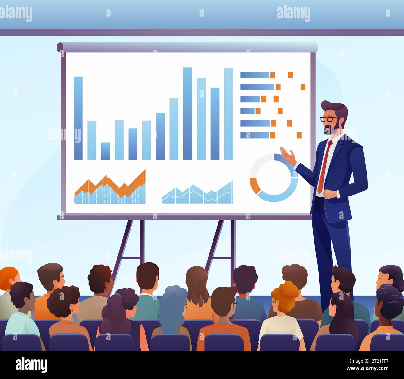 Business Man Speaker Presenter Teaching Audience Stock Vector Image ...