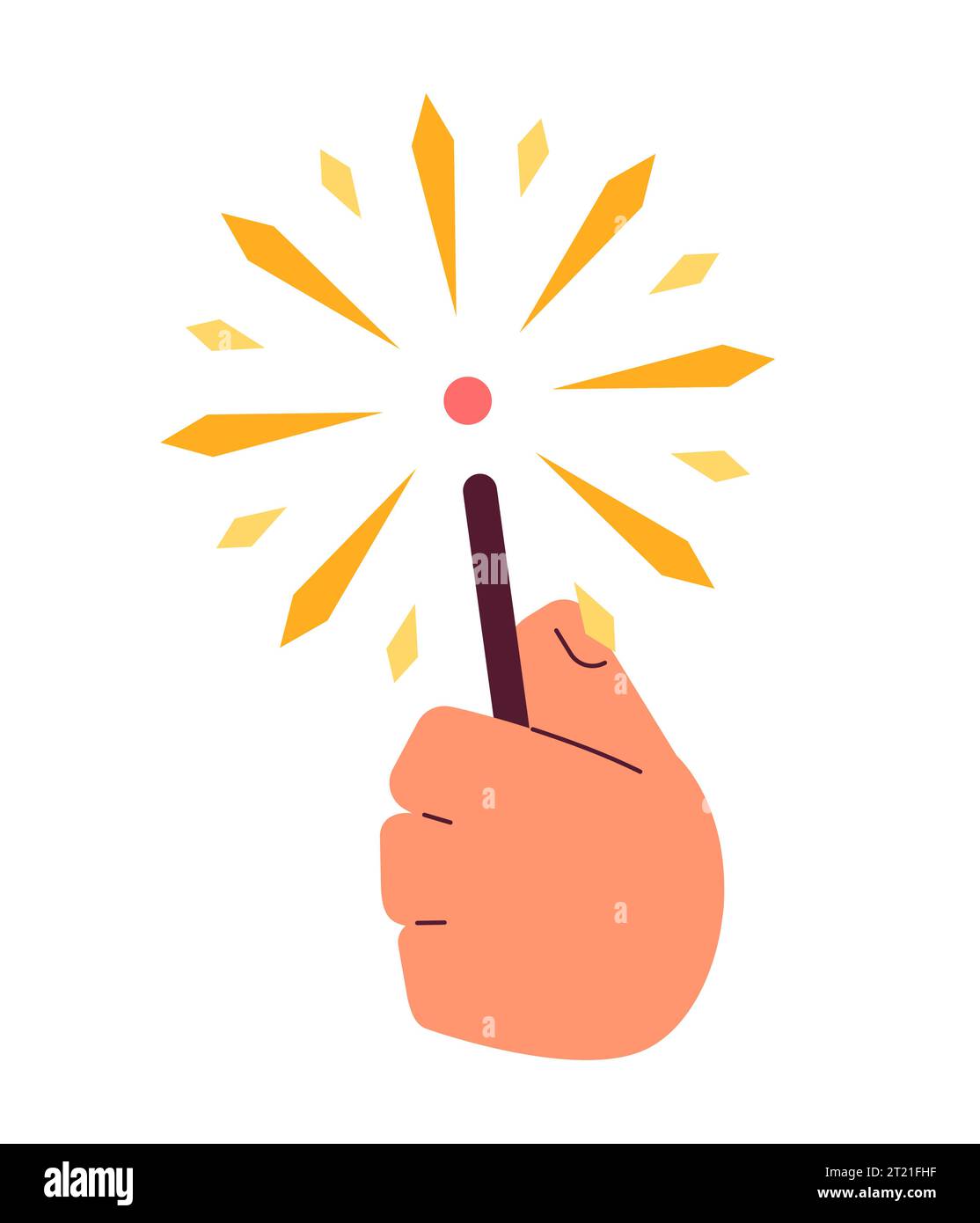 Caucasian hand holding bengal light cartoon character hand illustration ...