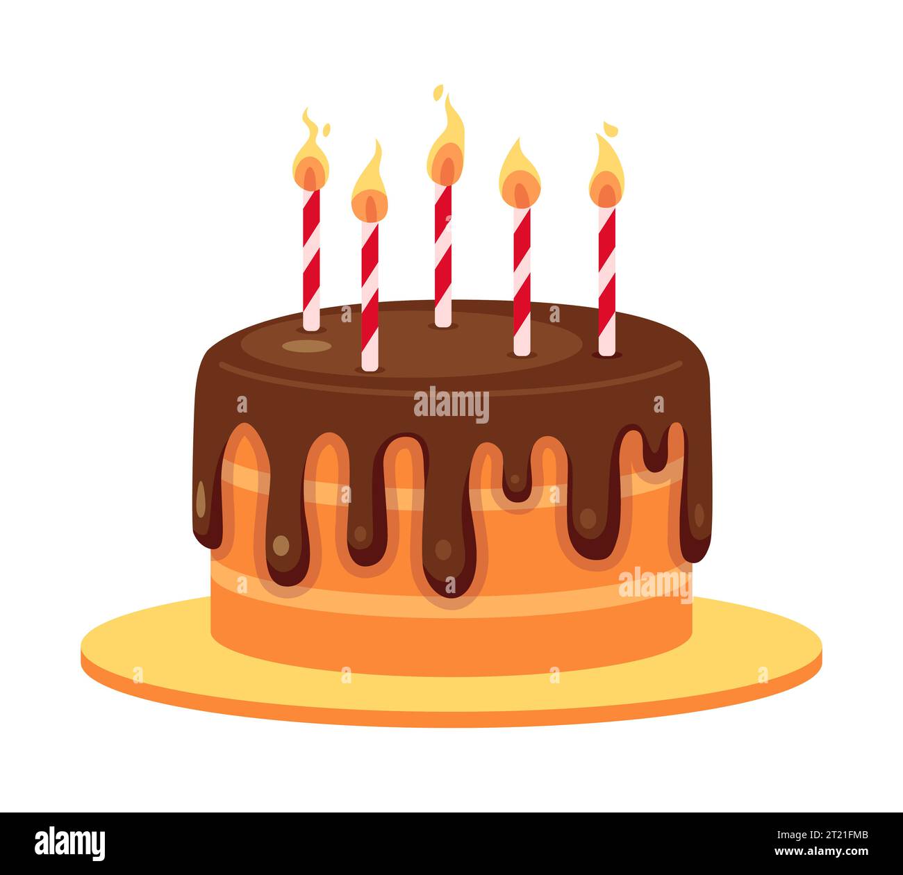 Birthday Cake Lit Candles 2d Cartoon Object Stock Vector Image And Art