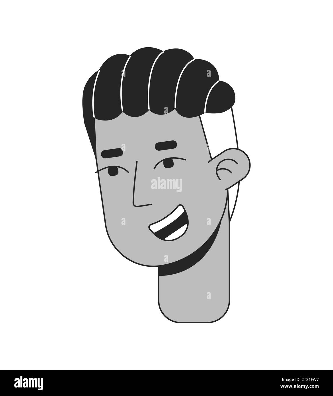 African American Braids Male Smiling Black And White 2d Line Cartoon