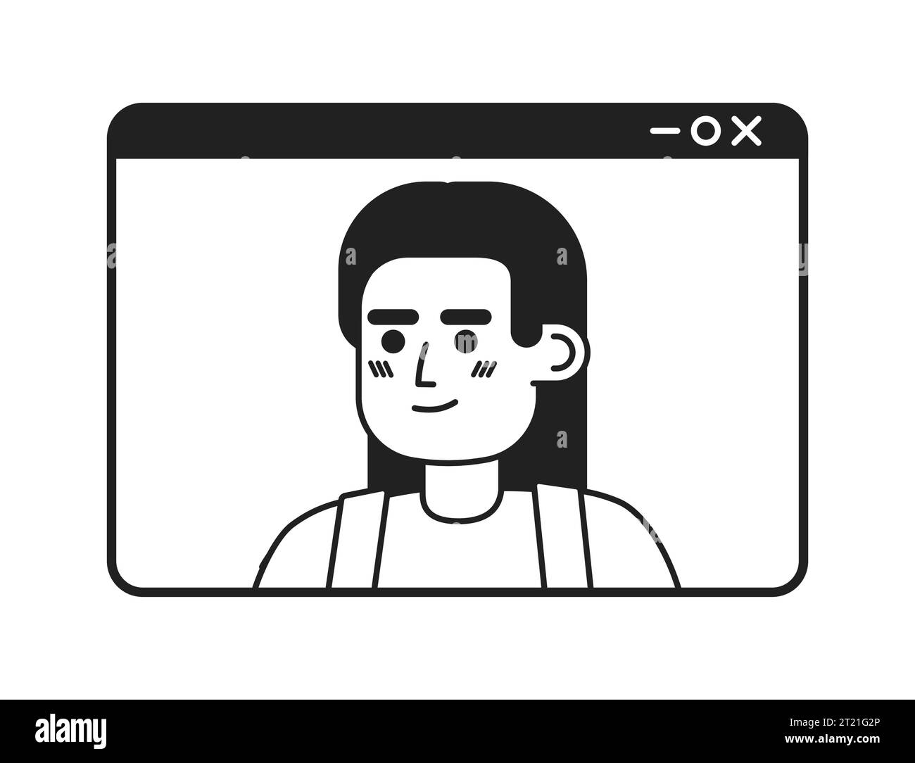 Video call indian adult woman black and white 2D cartoon character ...