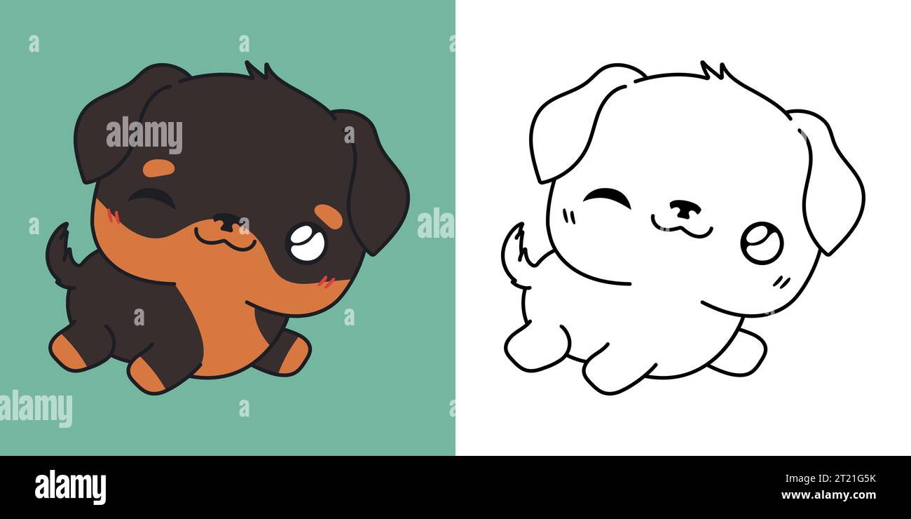 Clipart Rottweiler Dog Multicolored and Black and White. Cute Clip Art ...