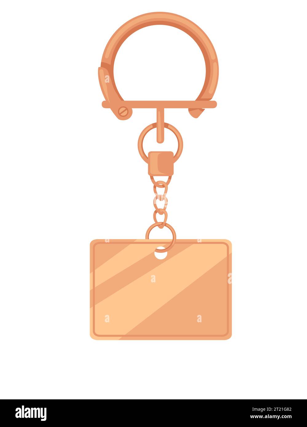 Golden heart keychain with ring and chain vector illustration isolated ...