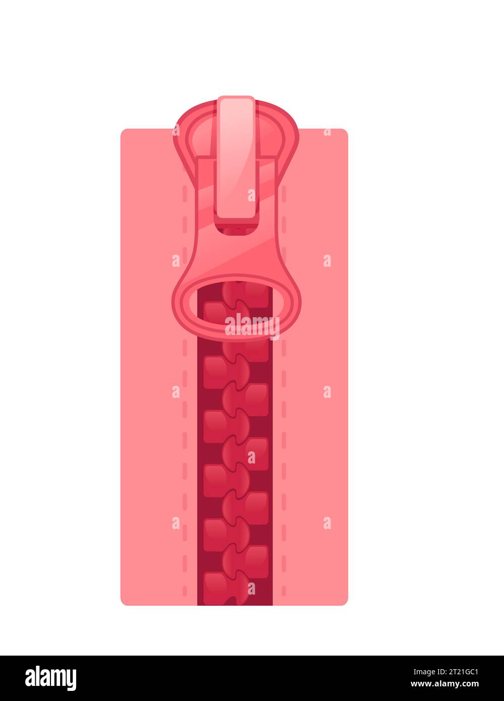 Pink color zipper and puller vector illustration isolated on white ...