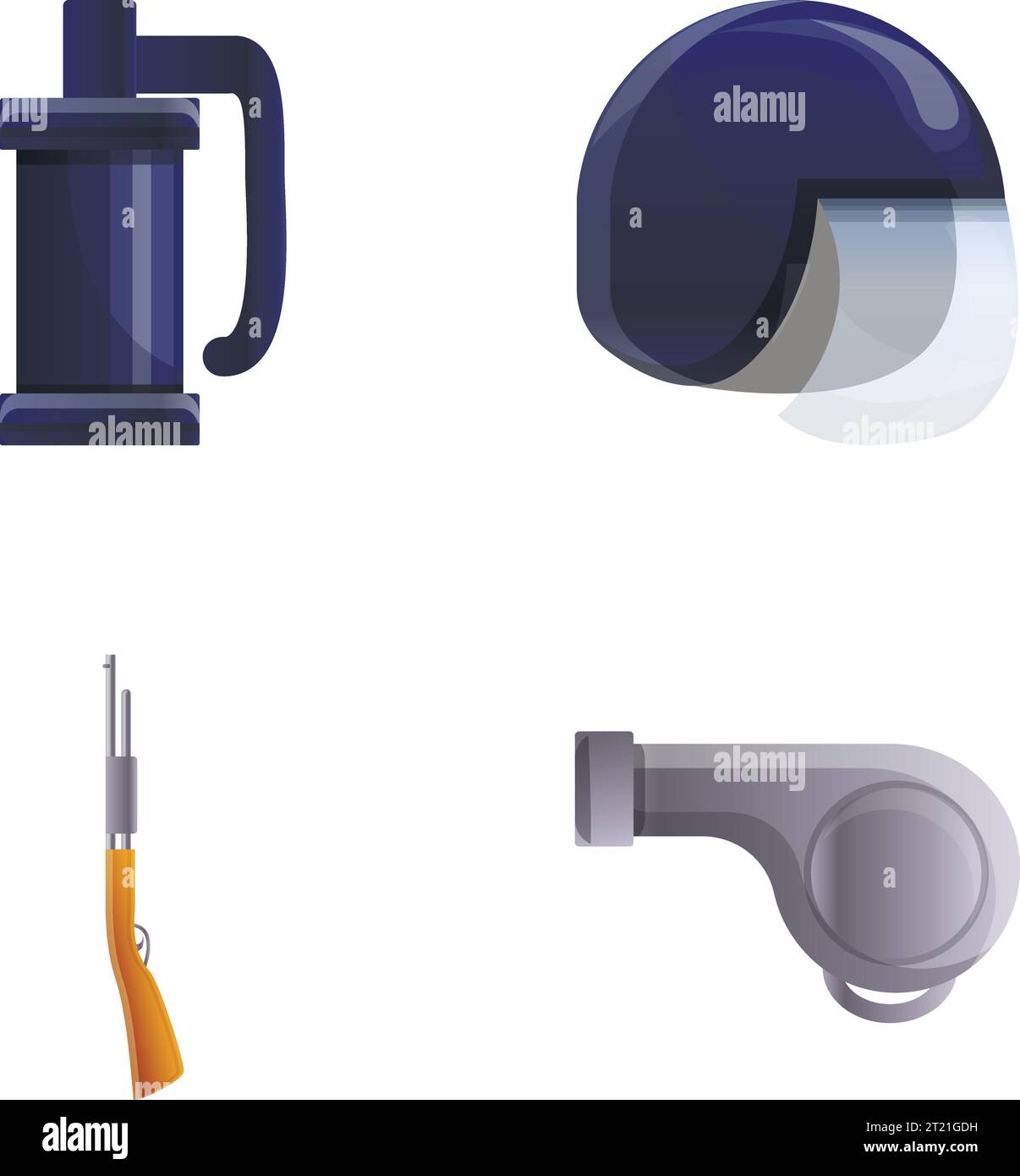 Police equipment icons set cartoon vector. Police professional ...