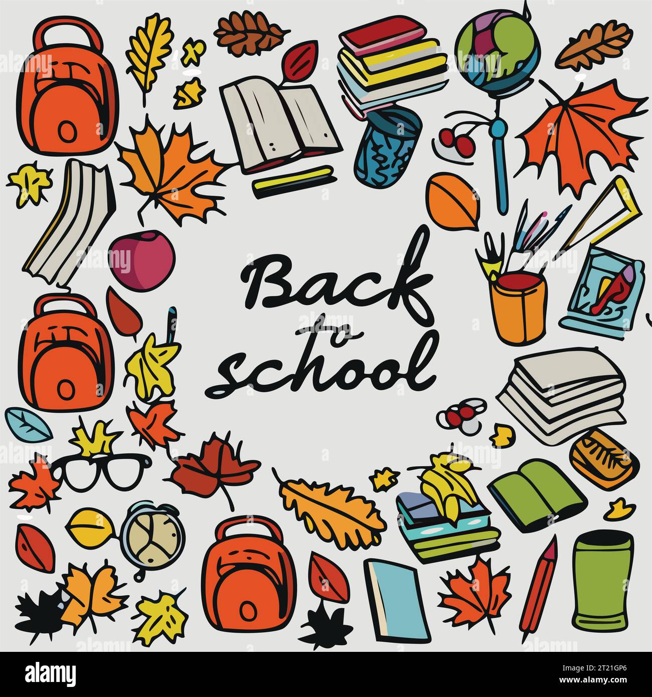 School and education doodles hand drawn vector symbols and objects ...