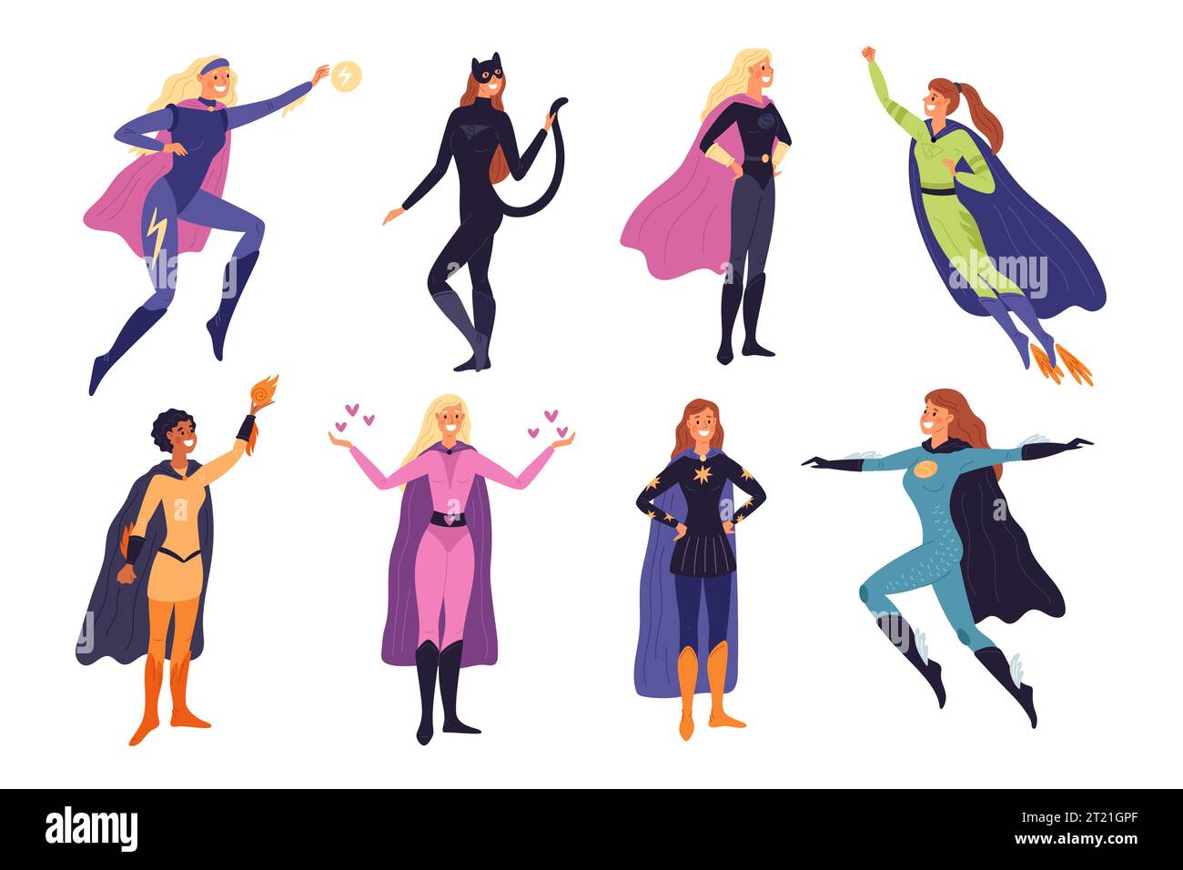 Female superhero. Comic characters. Wonder women in fantasy costumes ...