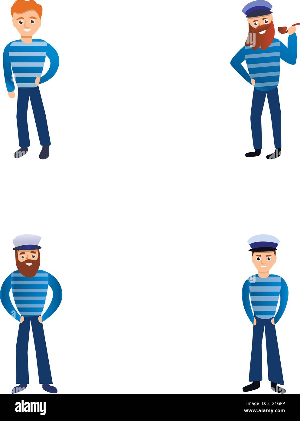 Ship crew icons set cartoon vector. Cruise ship captain and sailor ...