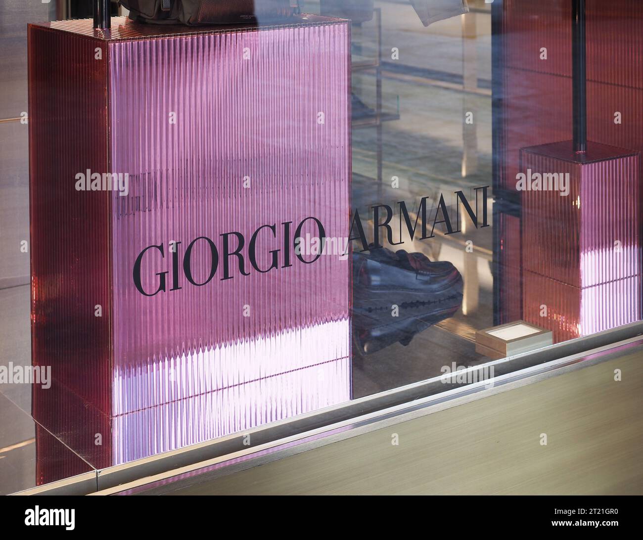TURIN, ITALY - OCTOBER 11, 2023: Armani storefront sign Stock Photo - Alamy