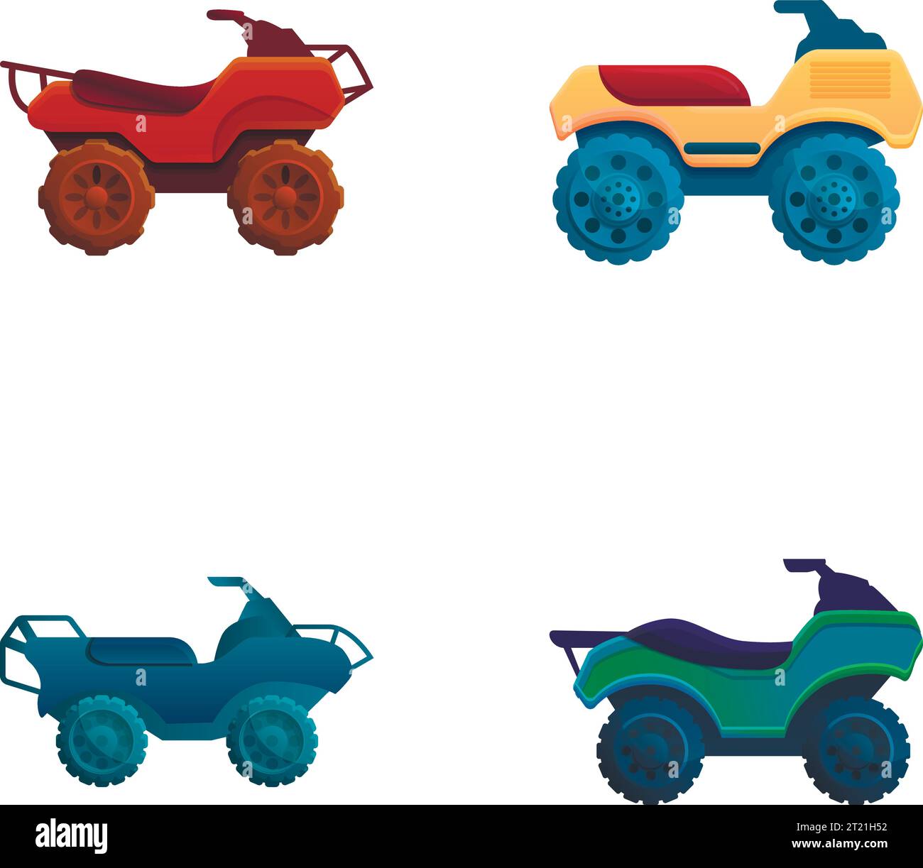 Quad bike icons set cartoon vector. All terrain vehicle. Extreme sport ...