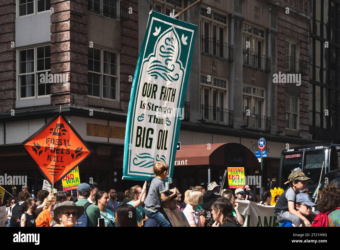 NEW YORK, USA, - SEPTEMBER 17, 2023. Environmental activists and ...