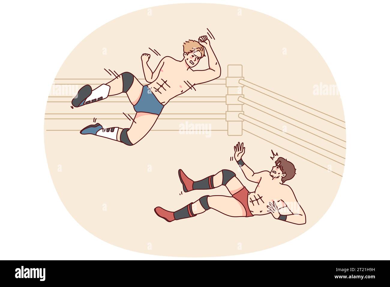 Aggressive men fighting on mma ring. Mad active athletes or sportsmen ...