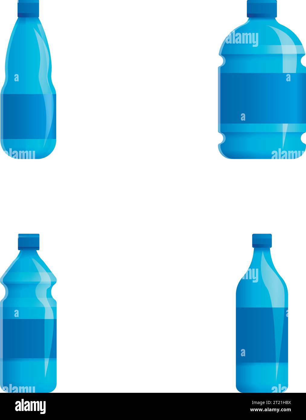 Bottled water icons set cartoon vector. Pure drinking water in plastic ...