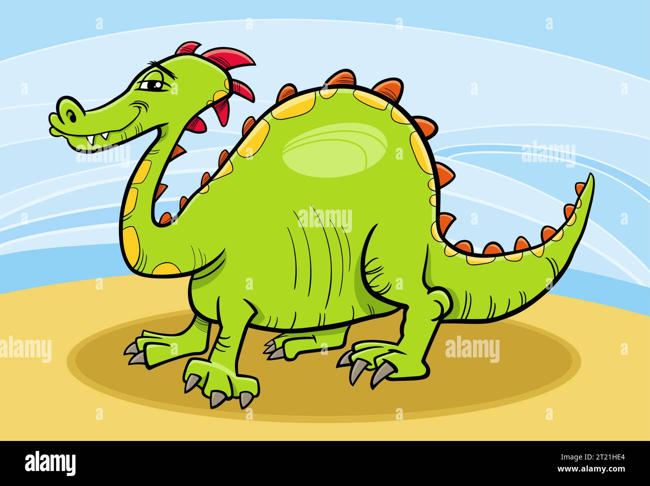 Cartoon humorous fantasy illustration of dragon comic animal character ...
