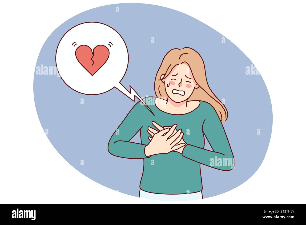 Unhealthy woman suffer from pain in heart. Unwell female struggle with ...