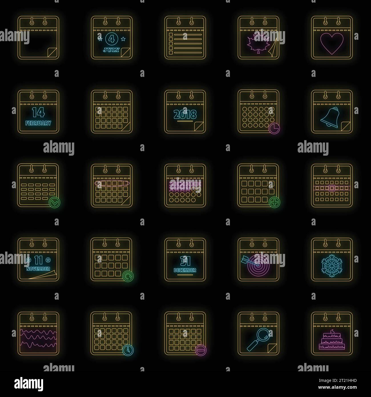 Calendar icons set. Outline illustration of 25 calendar vector icons ...