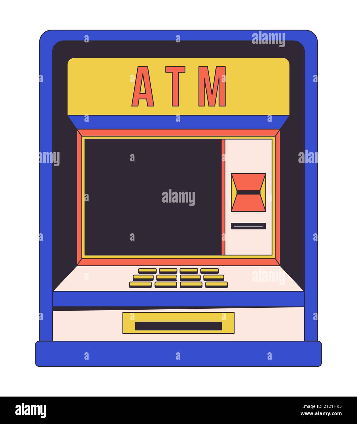 Automated banking machine flat line color isolated vector object Stock ...