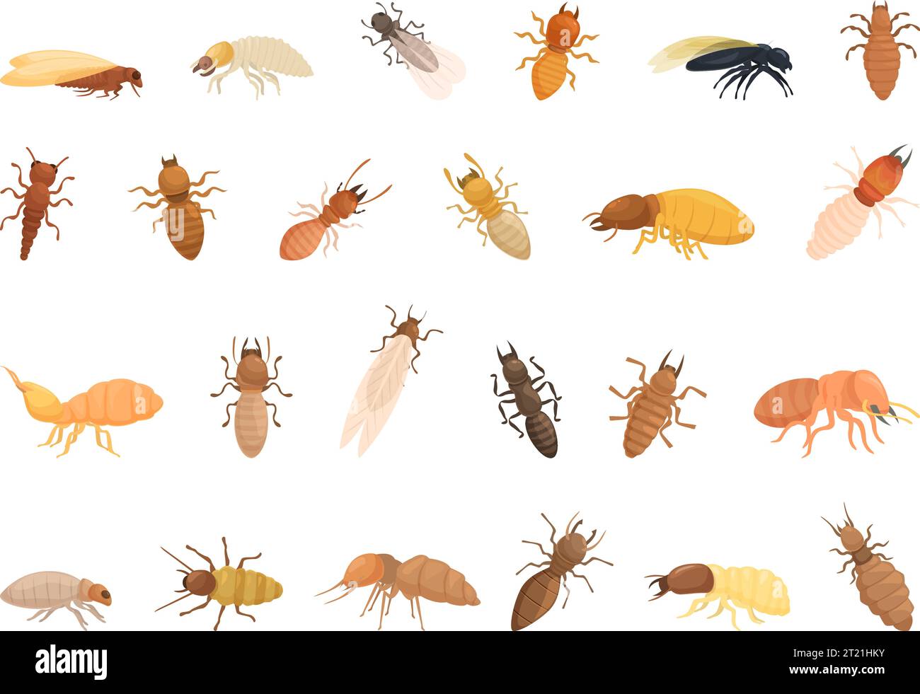 Termite icons set cartoon vector. Nature insect. Soldier pest control ...