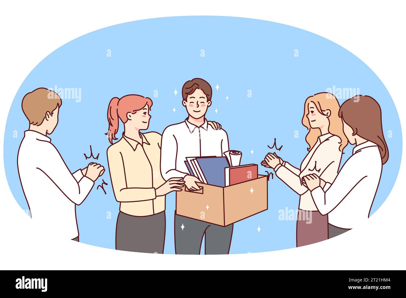 Happy employee welcome newcomer at workplace. Smiling businesspeople ...