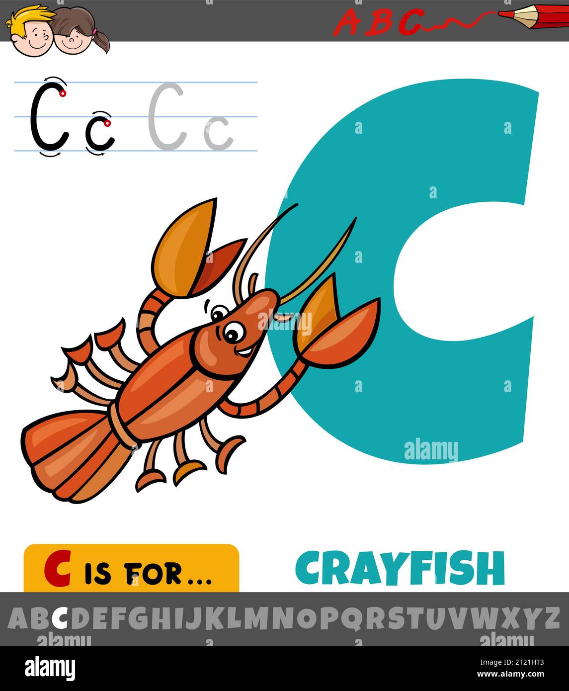 Educational cartoon illustration of letter C from alphabet with ...